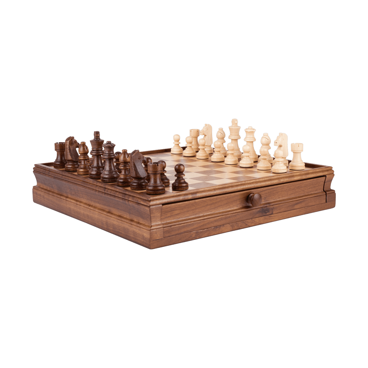 Antique Wooden Chess Set with 1 Built-In Drawer – Chess District