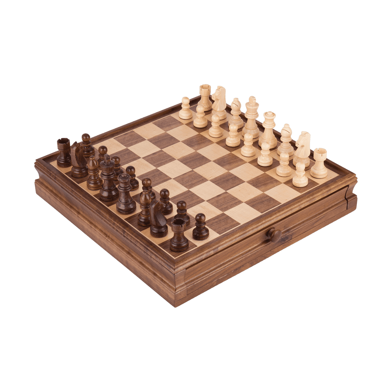 Antique Wooden Chess Set with 1 Built-In Drawer – Chess District