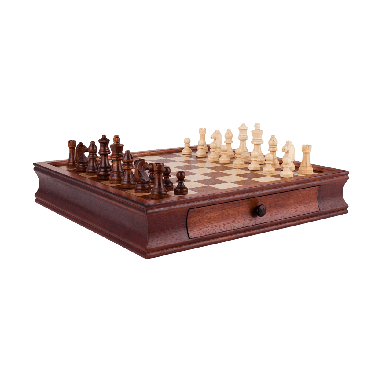 Antique Wooden Chess Set with 2 Built-In Drawers – Chess District